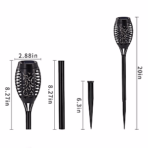 COCOMOX Halloween Decorations Outdoor, 12 Pack Purple Solar Lights Outdoor Waterproof 12 LED Mini Tiki Torch Lights with Flickering Flame for Outside Landscape Garden Pathway Dusk to Dawn Auto On/Off