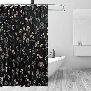 Ohocut Boho Shower Curtain Shower Curtains for Bathroom Black Shower Curtain Cute Floral Shower Curtains Waterproof Polyester Fabric Shower Curtain 72x72 Inch