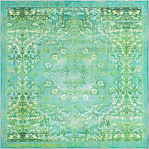 Unique Loom Renaissance Collection Area Rug - Roma (7' 3" Square, Spring Green/ Light Blue)