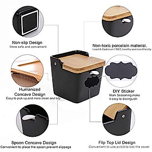 Sugar Bowl with Lid and Spoon,Ceramic Sugar Jar with Spoon and Tray,Black Sugar Condiment Containers Holder for Sugar Bowl Serving Tea,Coffee,Spice,Salt