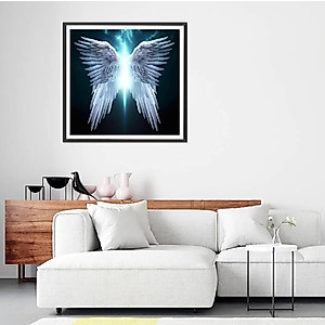 MZWSDH Feather Wings Diamond Painting for Adult 5D Full Round Diamond Painting by Numbers Angel Wing Diamond Painting Arts Crafts Kit for Children Home Decor Gift (12 X 12 Inches)