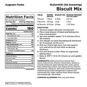 Augason Farms Buttermilk (No Leavening) Biscuit Mix 2 lbs 15 oz No. 10 Can, 5-80410