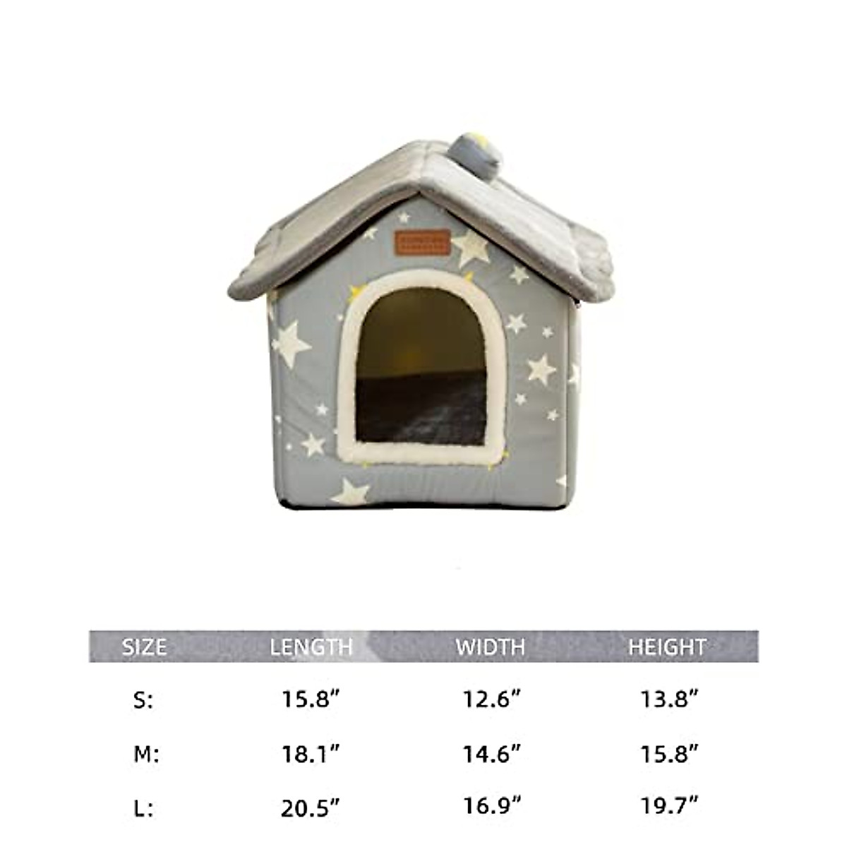 SEAHOME Foldable Dog House Kennel Bed Mat for Indoor Pets,Enclosed Warm Plush Sleeping Nest Bed with Removable Cushion,Covered Small Pet Condos Indoor Cat Hideaway (L, Grey)