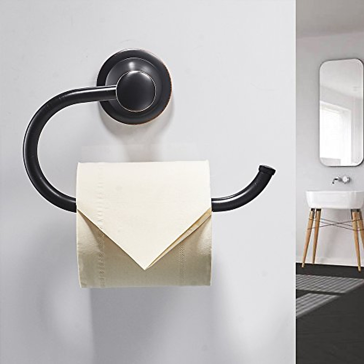 BESy Oil Rubbed Bronze 4 Piece Bathroom Accessories Set (Single Towel Bar, Towel Ring, Toilet Paper Holder, Double Towel Hooks), Wall Mounted Bath Hardware Accessory Fixtures Set