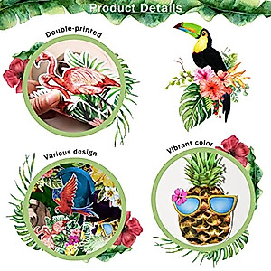 30 Pieces Hawaiian Luau Hanging Swirl Party Decorations Aloha Tropical Foil Plastic Streamer Ceiling Decor Palm Pineapple Flamingo Hibiscus Dangle Sign Summer Beach Pool Party Birthday Tiki Party Supplies
