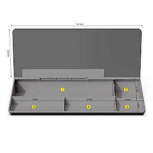 TOWON Small Tilted Desktop Glass Whiteboard, Notepad Computer Keyboard Stand with Dry Erase Board Surface, Desk Organizers with Accessories for Office, Home, School Supplies, Gray, 18 x 6 Inches