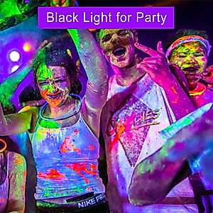 LED Black Light Bulbs - 8W(60Watt Equivalent), Black Light Bulbs with E26 Base, UVA Level 395-400nm, Glow in The Dark for Blacklights Party, Body Paint, Halloween, Neon Glow, 2 Pack