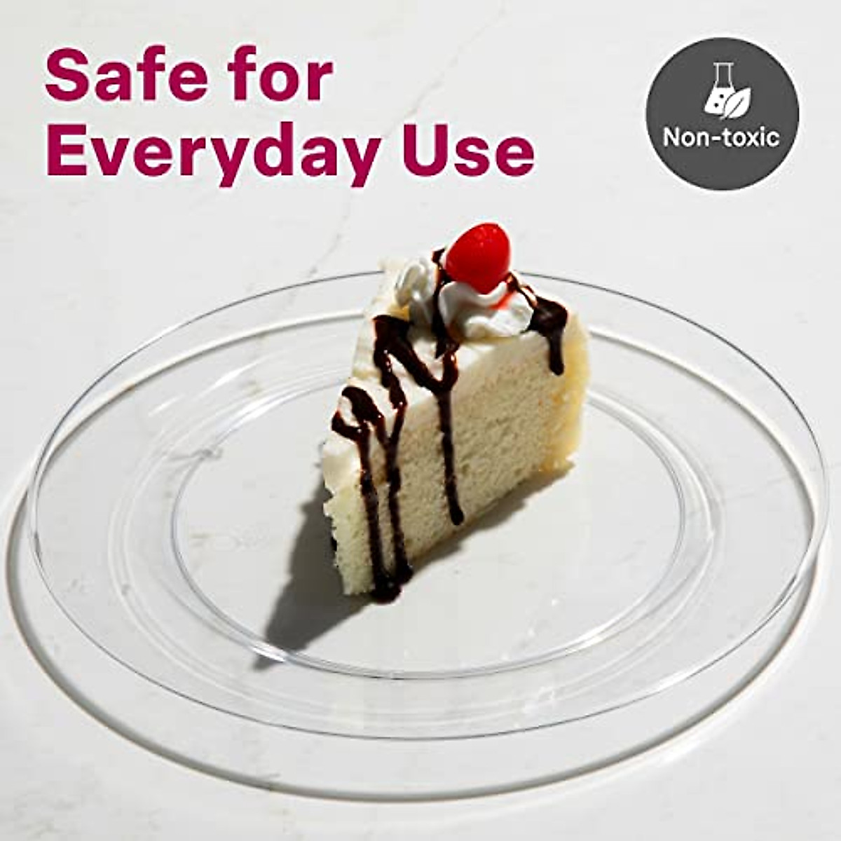 Aya's 100 Clear Plastic Plates Disposable, Premium Heavy-Duty Plastic Plates - 50 Plastic Dinner Plates 9" + 50 Salad, Dessert, Appetizer Plates 6.25" for Weddings - Disposable Clear Plates for Party