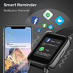 ZKCREATION Smart Watch for Women Men, Smart Watch for Android Phone, 1.69" Touch Screen Fitness Tracker, Lady Digital Watch, Smart Watch with Blood Pressure Monitor