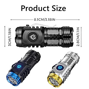 Springmart247 Flashlight, Springmart Mini Flashlight, Spring Mart Flashlight, German Three-Eyed Monster Mini Flash Super Power Flashlight,Thumb Flashlight Mini Flashlights Waterproof (Sliver*2)