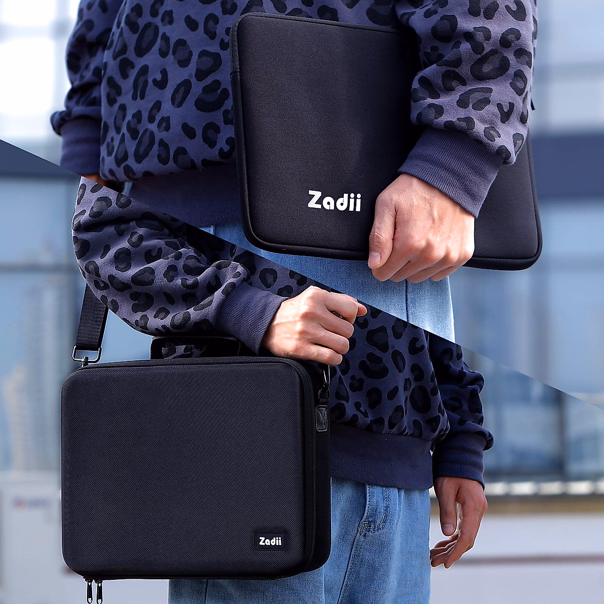 Zadii Hard Shell Locking Carrying Case for 12-14 inch Macbook Pro Macbook Air and iPad Pro, also Compatible with Surface Pro 8/X/7/6/5, Come with Protective Sleeve Bag