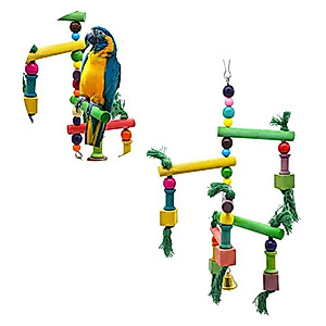 Bird Play Stand Wooden Swing Bird Toys Bird Toys Wooden Bird of 2 Bird Swings Wooden Bird Swing Swing Parrot Cage Wooden Toys Wooden Toys Wooden Playset Parrot Swing
