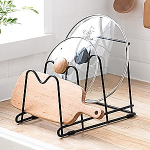 Pot Lid Holder, Rack Cupboard Organizer Rack, Kitchen Organizer Rack for Plates, Cutting Boards, Bakeware, Serving Trays, Lids Holder Rack