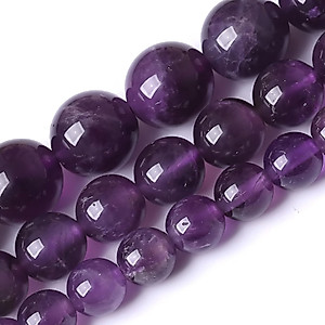 HAAMIIQII 45pcs 8mm Natural Amethyst Stone Beads Round Loose Gemstone Beads for Jewelry Making Strand 15 Inch