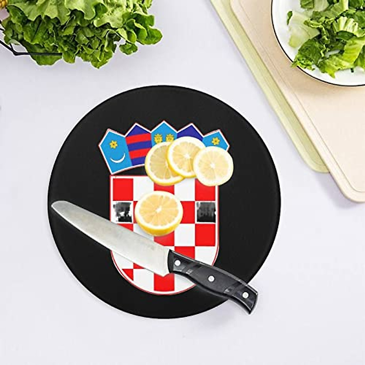 Croatia National Emblem Cutting Board Tempered Glass Chopping Board for Kitchen Hotel