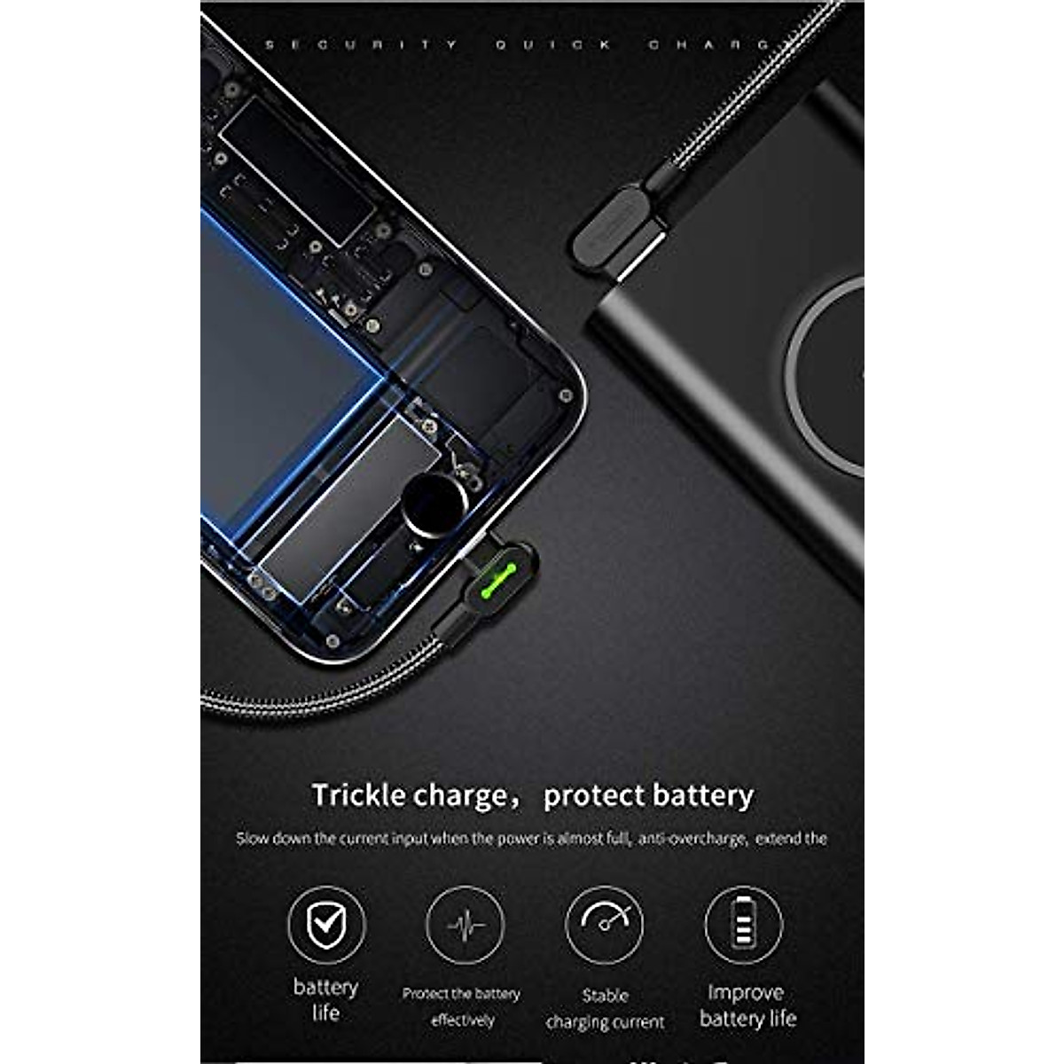 USB 90 Degree Right Angle Design Gaming LED Nylon Braided Sync Charge Double Size USB Reversible Data 6FT/1.8M Cable Compatible New Phone/Pad/Pod (3 Pack Black, 6FT)