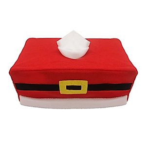 ZARSIO Tissue Box Cover Rectangular Santa Tissue Holder Paper Towel Holder Christmas Decorations(Santa Claus Belt)