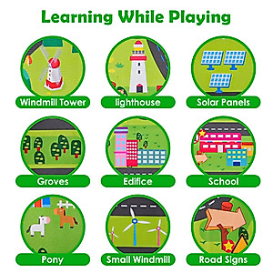 Nisorpa Car Rug 6.5×5 Ft, DIY Track Playmat Rug City Life Traffic Road Map Fun Carpet Area Rug, Player Car Rug for Playroom Bedroom Living Room Classroom