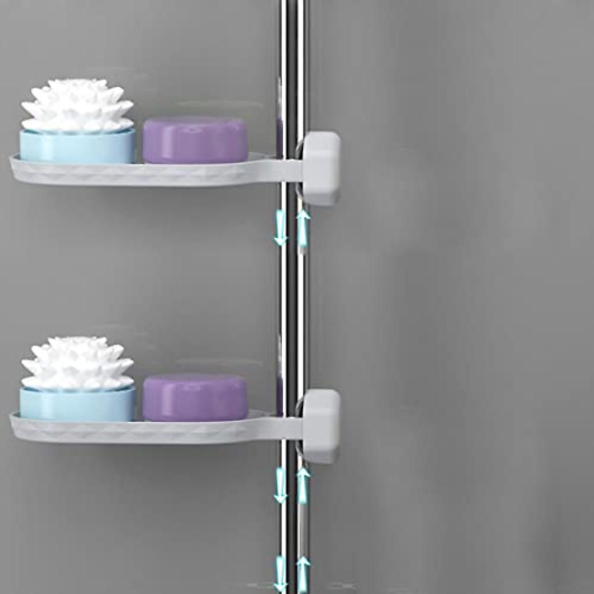 ANHORTS Kitchen Faucet Shelf Caddy Over The Sink, Sponge Holder Buckle Fixed, Organizer for Bathroom Shower Column, Soap Drainer Dish Drying Rack with Draining Board Tray, Grey- 7 inches