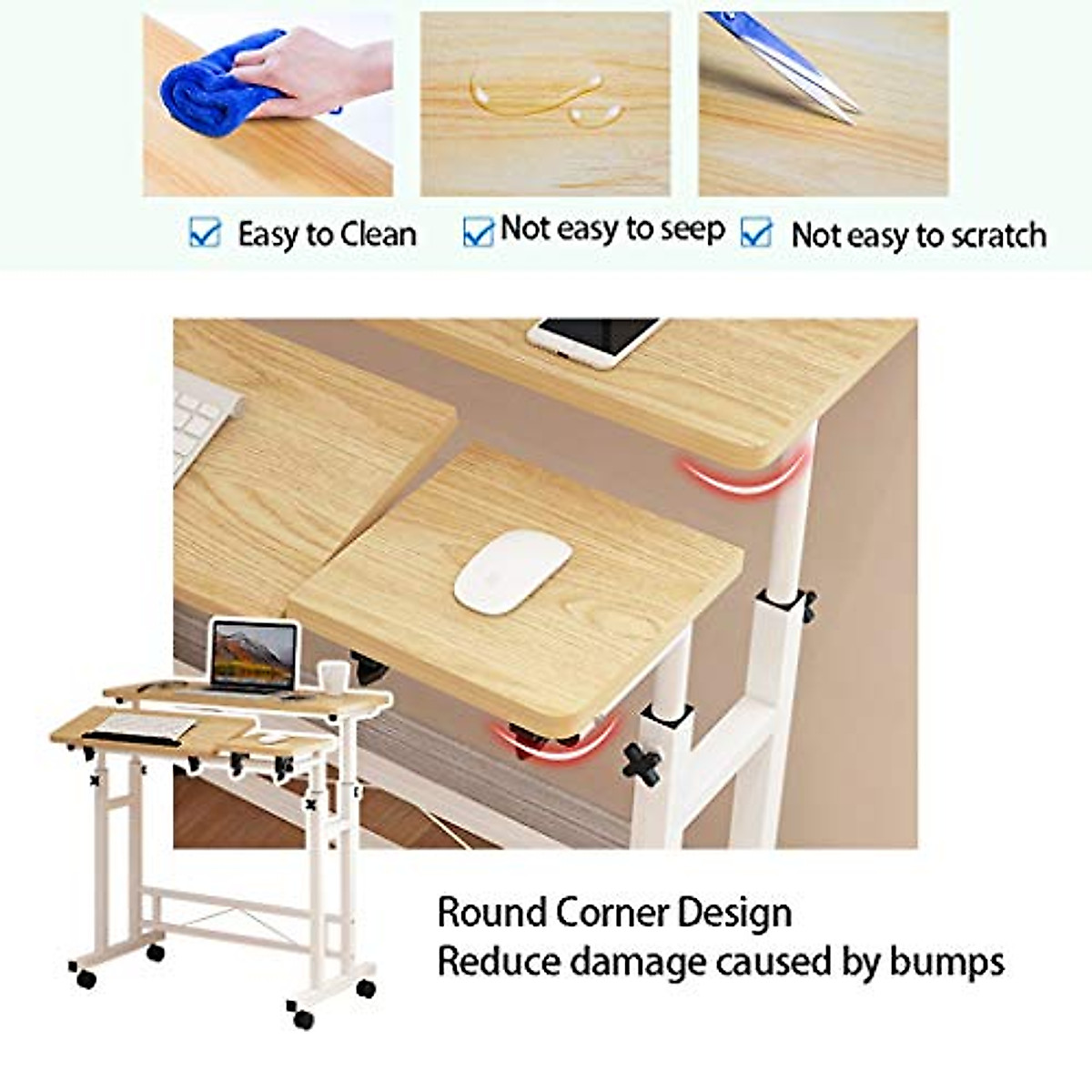 Multifunctional Desk Movable Computer Laptop Desk Study Writing Desk Adjustable with Keyboard Tray for Home Office (Color : D)