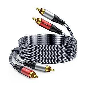Larxavn RCA Cables, Hi-Fi Sound, Nylon Braided, Shielded RCA Audio Cable for Home Theater, HDTV, Amplifiers, Speakers- 5 Feet