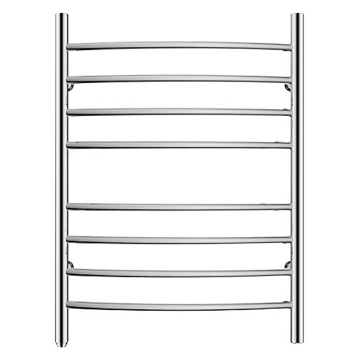 HEATGENE Towel Warmer 8 Bar Plug-in Curved Bath Towel Heater Towel Warmer for Bathroom Plug-in Drying Rack Mirror Polish