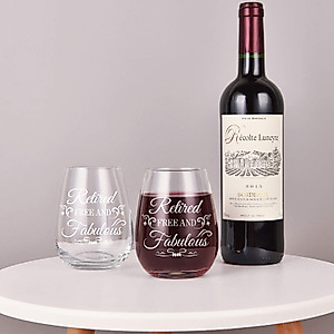 Retirement Wine Glass, Retired Free and Fabulous Stemless Wine Glass 15Oz - Retirement Gifts for Women, Men, Friends, Sister, Coworker, Boss, Teacher, Nurse