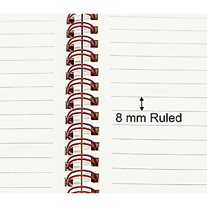 Yansanido Red Cover Spiral Notebook, 4 Pcs A5 Thick Plastic Hardcover 8mm Ruled 80 Sheets -160 Pages Journals for Study and Notes (Ruled-4pcs Wine Red, A5)