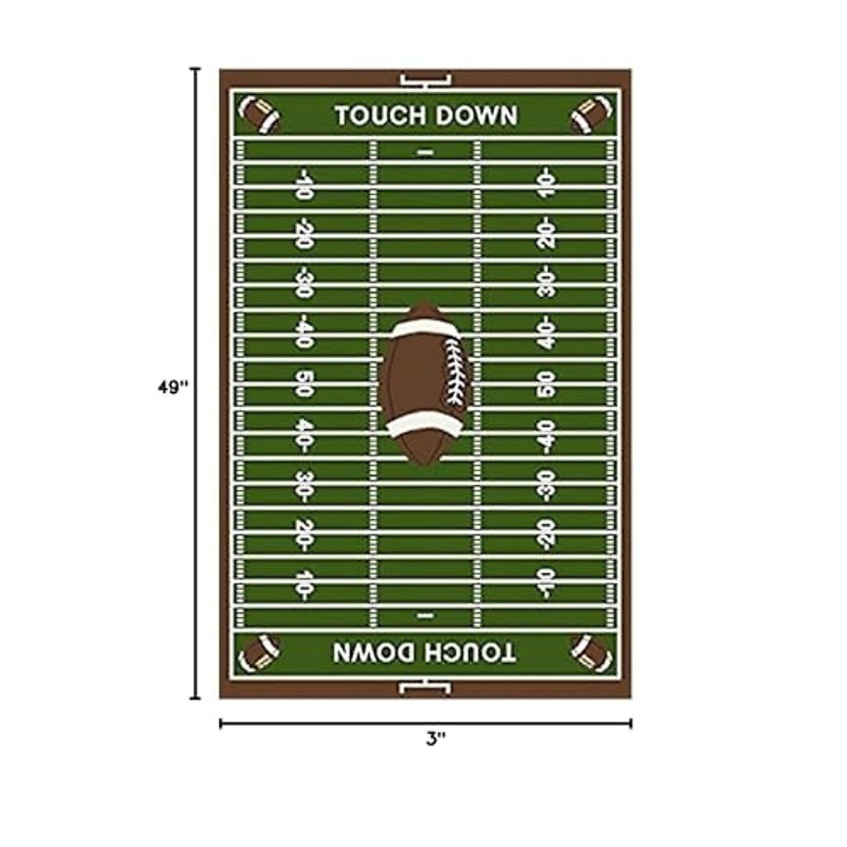 Furnish my Place 700 Corner Football Play Area Rug for Kids Playroom, Bathroom & Kindergarten Classroom, Corner Football Field Ground, Green (3'3"x8')