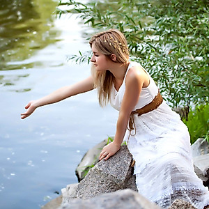 2 Pieces Headpieces Wedding Metal Hair Vine Headband, Gold Leaf Bridal Headpieces for Bride and Bridesmaid, Baby Shower, Photo Taking, Greek or Roman Costume (13.5 Inches)