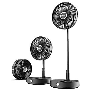Airbition 12-Inch Rechargeable Oscillating Foldaway Pedestal Fan with Remote, Timer, 8-Speed, 7200mAh Battery Operated Cordless Standing Fan Portable for Home Bedroom Outdoor Camping Tent Travel