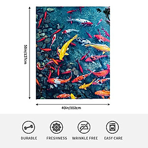 Japanese Koi Carp Blanket 40" x 50" Pond Swims Beautiful Goldfish Super Soft Bedding Fleece Throw Blanket Microfiber Flannel Blankets Sofa Living Room Bedroom Warm Lightweight for Men and Women