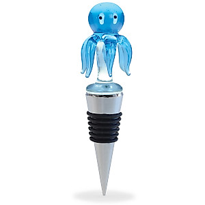 Cheers Octopus Glass Wine Stopper – Elegant Vacuum Seal Reusable Nautical Ocean Life Wine Bottle Stopper – Airtight Leak Proof Bottle Topper Cork Plug, Cute Home Decor & Bar Tool Accessory Gift