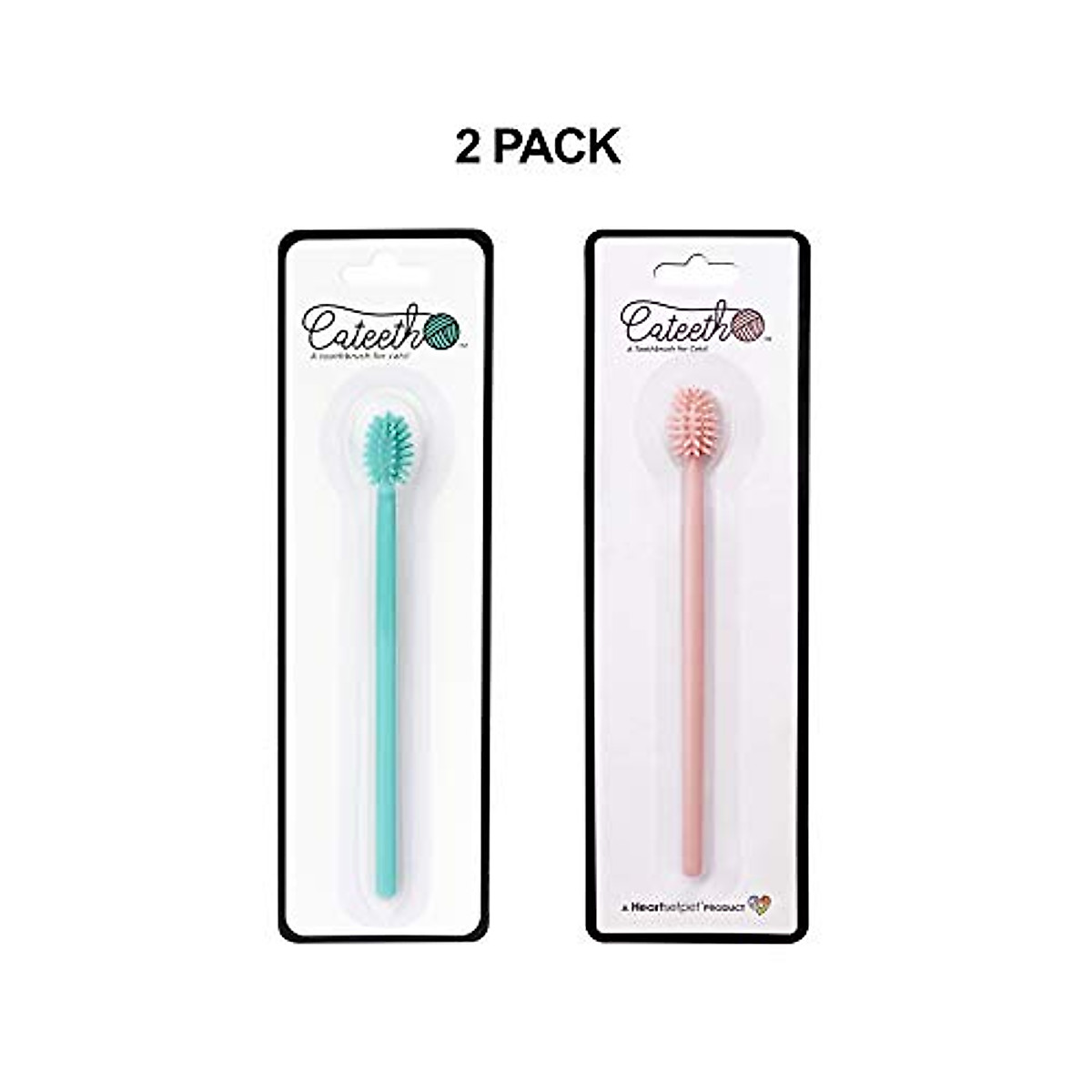 Soft Cat Toothbrush with 360-degree Head | Safe, Effective and Deep Pet Teeth Cleaning | Brush Away Bad Breath | Food Grade Silicone (2 Pack, Mint Green, Rose Pink)