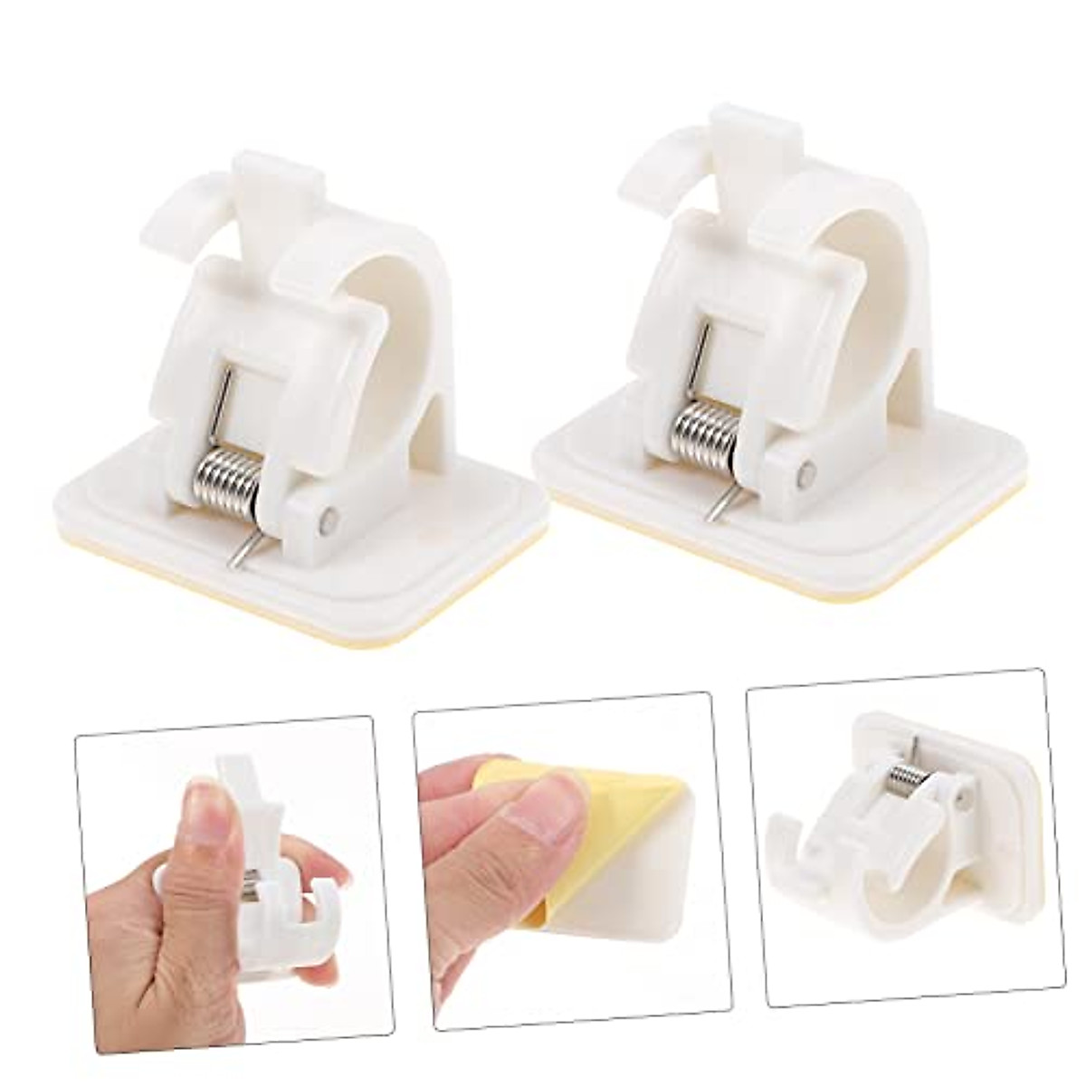 DOITOOL 32 Pcs Curtain Rod Hanger Adjustable Drop Hitch No Nail Curtain Rod Nail Free Adjustable Curtain Rod Holder No Drill Curtain Rod Brackets Shower Curtain Rod Abs White No Nails