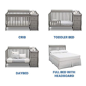 Delta Children Princeton Junction Convertible Crib N Changer, Grey + Serta Perfect Slumber Dual Sided Recycled Fiber Core Crib and Toddler Mattress (Bundle)