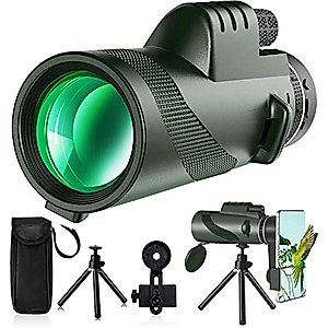 80x100 Monocular-Telescope Low Night Vision Monoculars High Definition for Adults High Powered with Smartphone Adapter Telescope Hunting Wildlife Bird Watching Travel Camping Hiking