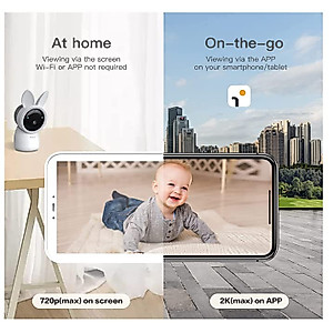 ARENTI Split-Screen Video Baby Monitor, Audio Monitor with Two 2K UHD WiFi Cameras,5" Color 720P Display,Night Vision,Cry Detection,Motion Detection,Temp&Humidity Sensor,Two Way Talk,App Control