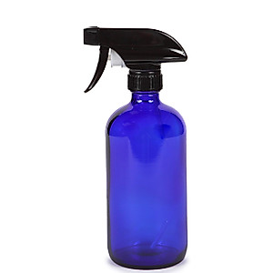 Vivaplex, 2, Large, 16 oz, Empty, Cobalt Blue Glass Spray Bottles with Black Trigger Sprayers and Lids