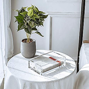 IEEK Acrylic Guest Towel Napkin Holder,Clear Bathroom Paper Hand Towels Storage Tray Modern Buffet Napkin Caddy,Fancy Flat Napkin Holders For Kitchen or Dining Room,9x5.5x2.5 Inch,Pack of 1