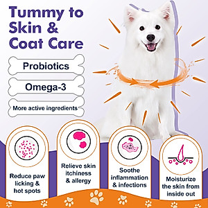 Probiotics for Dogs, Freeze-Dried Dog Probiotics and Digestive Enzymes, Plus Omega-3 for Itchy Skin, 3-in-1 Prebiotics for Digestive Health, Dog Vitamins and Supplements for Immune Health, 117 Bites