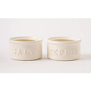 Mud Pie Salt & Pepper Cellar, Off-White, 6" X 3.5" dia