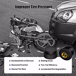 NEW CAR SOUL Bluetooth Motorcycle Tire Pressure Monitoring System with 2 External Sensors - Tire Pressure & Temperature Alarm - Wireless Motorcycle TPMS Supporting iOS and Android