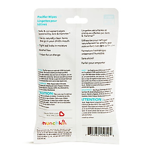 Munchkin Arm & Hammer Pacifier Wipes - Safely Cleans Baby and Toddler Essentials, 1 Pack, 36 Wipes