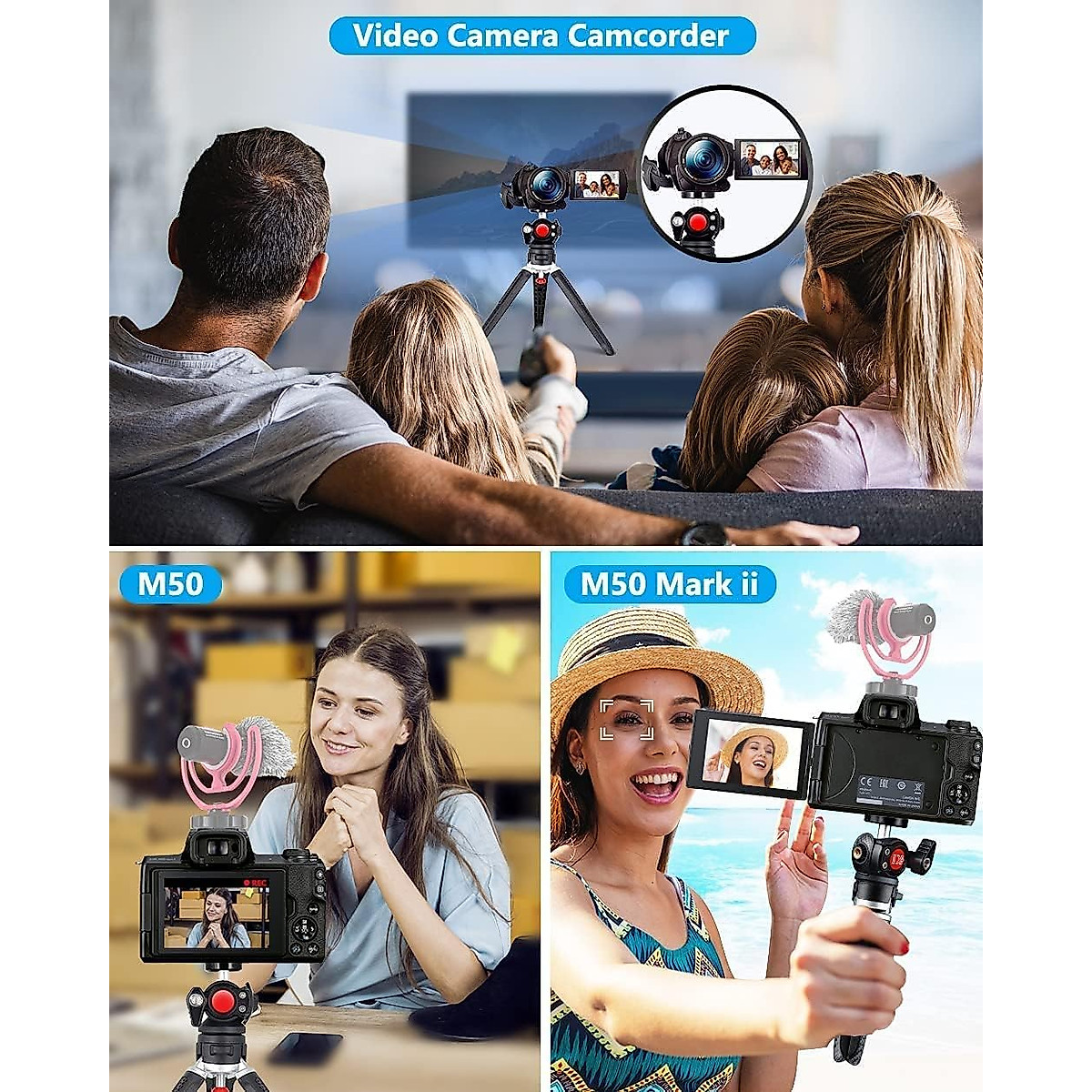 Camera Mini Tripod, Etour Lightweight Vlog Tripod Holder, Adjustable [Stable Handheld Vlogging Tripod] of DSLR Compatible with Sony A6000 Canon M50 G7x Mark ii/Phone, Table Stand for Vlogger Creator
