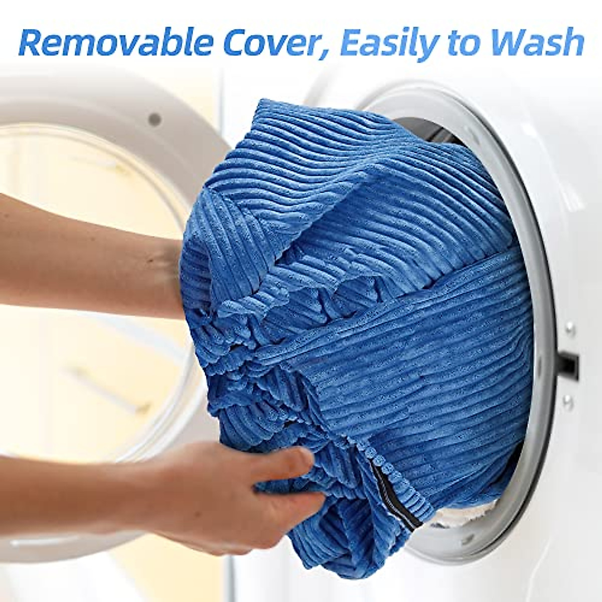 Homguava Bean Bag Chair: Teardrop Bean Bags with Memory Foam Filled, Compact Beanbag Chairs Soft Sofa with Corduroy Cover (Blue)