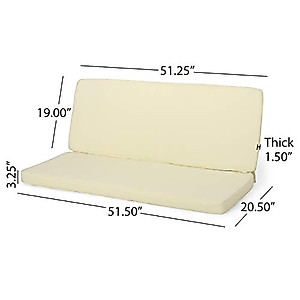 Christopher Knight Home Gavin Outdoor Water Resistant Fabric Loveseat and Club Chair Cushions, Cream