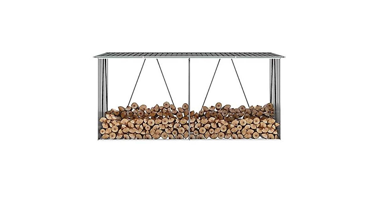 ANNLERA Galvanized Steel Garden Log Storage Shed