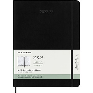 Moleskine Classic 18 Month 2022-2023 Weekly Planner, Soft Cover, XL (7.5" x 9.75"), Black