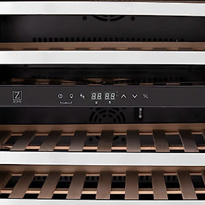 Z Line Kitchen and Bath ZLINE 24" Monument Autograph Edition Dual Zone 44-Bottle Wine Cooler in Stainless Steel with Polished Gold Accents (RWVZ-UD-24-G)